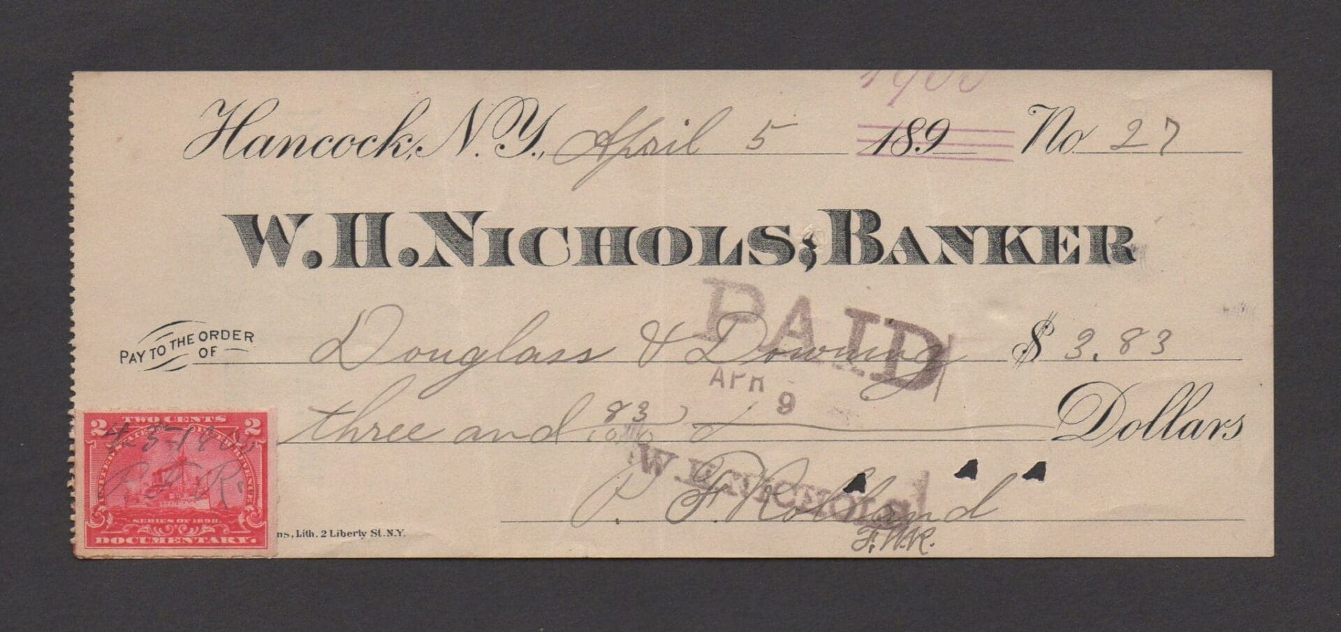 (5) PROMISSORY BANK NOTES WITH REVENUE STAMPS CIRCA 1900 * SEE DETAILS ...