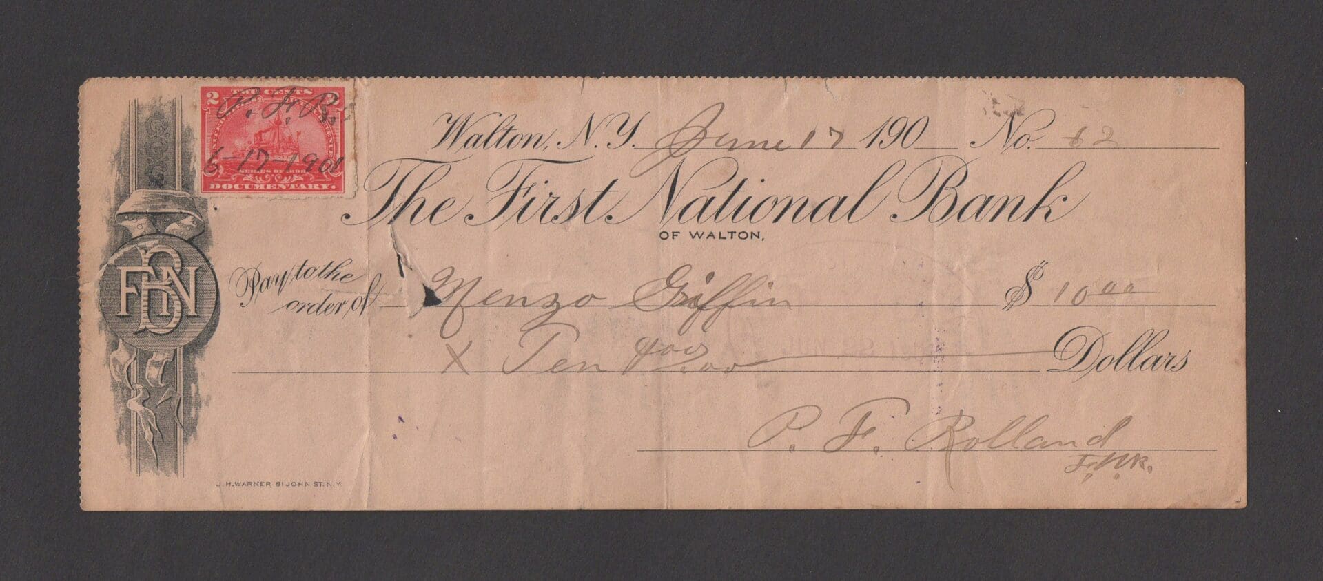 (5) PROMISSORY BANK NOTES WITH REVENUE STAMPS CIRCA 1900 * SEE DETAILS ...